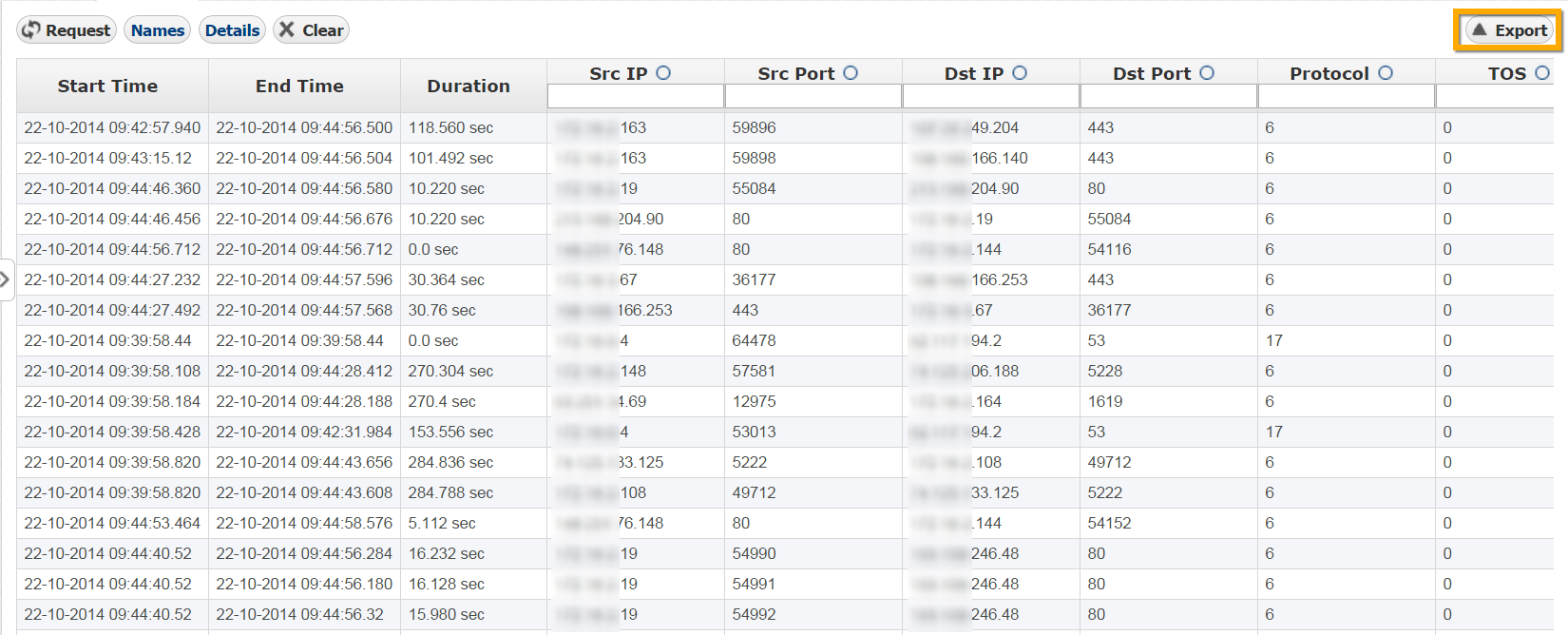 Inspecting Flow Records (Raw Data) - NetVizura 4.2.0 User Guide - NetVizura User Guide